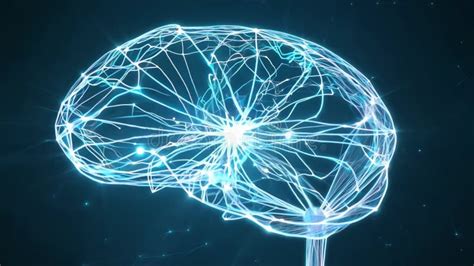 Glowing Digital Brain With Neural Network Connections On Dark Background Concept Of Artificial