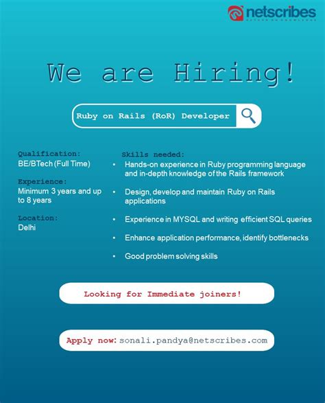 Hiring For Ror Developer Neha V