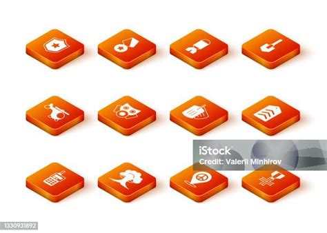 워키 토키 핵 폭발 헬리콥터 방독면 위치 평화 군사 개 태그 보상 메달 과 쉐브론 아이콘을 설정합니다 벡터 군사에 대한 스톡 벡터 아트 및 기타 이미지 Istock