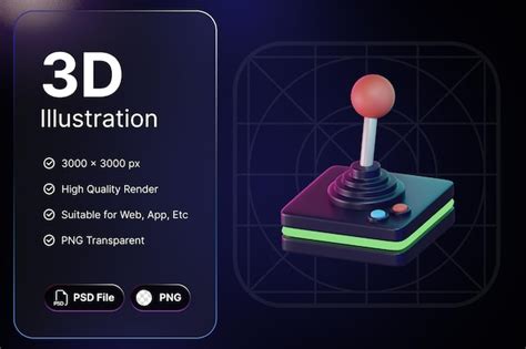 premium psd 3d render joystick object gaming for modern design application and web