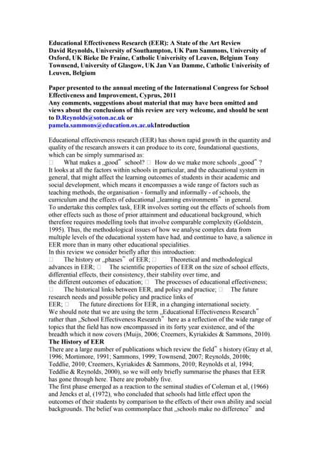 Educational Effectiveness Research Pdf