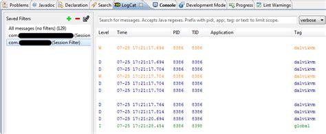 Eclipse Android Logcat Showing Everything Stack Overflow