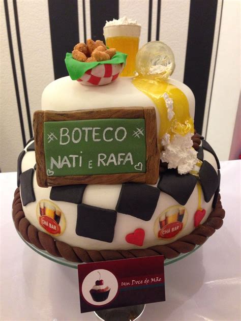 Bolo para chá bar tema boteco Bolos decorados Pinterest