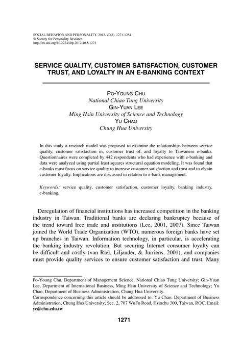 Pdf Service Quality Customer Satisfaction Customer Trust And