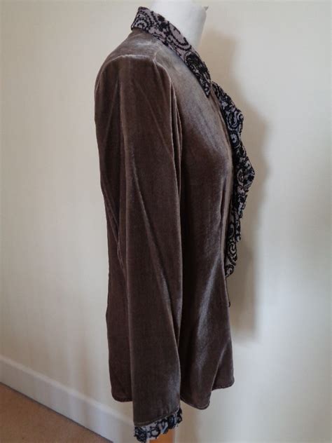 Patsy Seddon Brand New Shircket Seal Silk Blend Velvet Ruffle Shirt