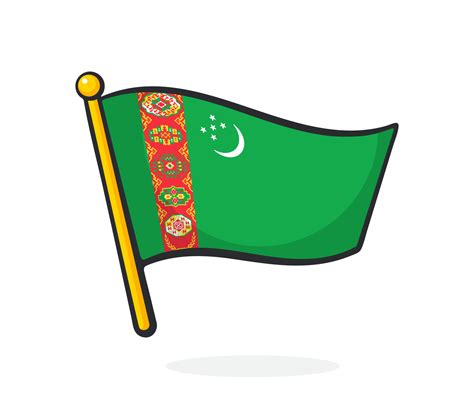 Sticker Flag Of Turkmenistan On Flagstaff 22893910 Vector Art At Vecteezy