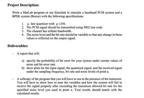Solved Project Description Write A Matlab Program Or Use