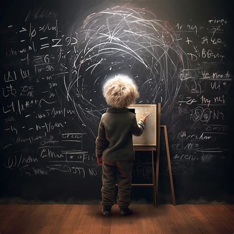 Albert Einstein Is Writing On A Blackboard Premium Ai Generated Image
