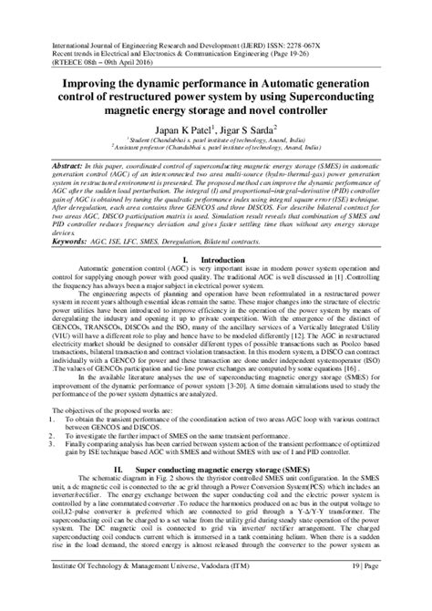 Pdf Improving The Dynamic Performance In Automatic Generation Control