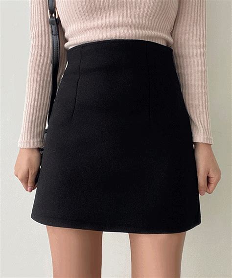 윈터 베이직 울 A라인 미니 스커트 3color 에이블리