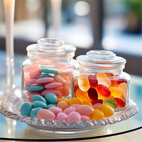Premium Ai Image A Glass Tray With Colorful Candy And Candy On It