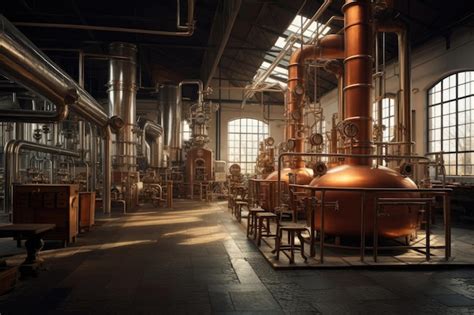 Cervecería moderna planta de cerveza con tubos de calderas de