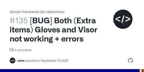 BUG Both Extra Items Gloves And Visor Not Working Errors Issue