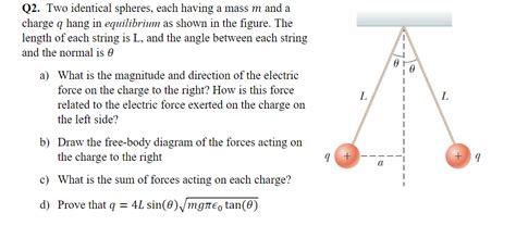 Solved Q2 Two Identical Spheres Each Having A Mass M And A Chegg