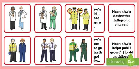 Cardiau Cyfateb Disgrifiadau Swyddi Pobl Syn Ein Helpu