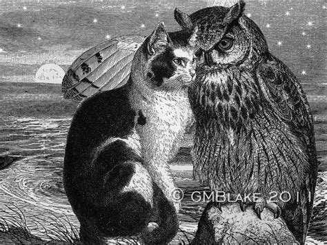 Owl And Pussycat Edward Lear Signed Art Prints Owl Collage Art