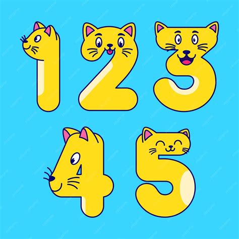 Premium Vector Number 12345 Like A Cute Cat Vector Illustration