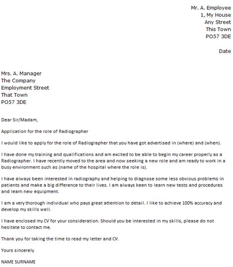 Radiographer Cover Letter Example Uk
