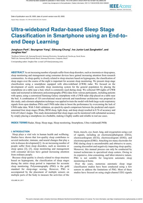 pdf ultra wideband radar based sleep stage classification in