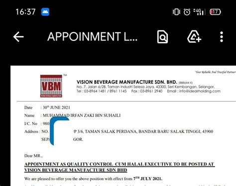 Muhammad Irfan Zaki On Linkedin Alhamdulillah Appointed As Quality