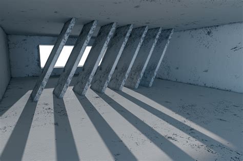 창에서 들어오는 빛이 있는 빈 거친 방 3d 렌더링 0명에 대한 스톡 사진 및 기타 이미지 0명 3차원 형태 가정의 방