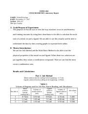 Stoichiometry Lab Report Docx CHEM STOICHIOMETRY Laboratory Report NAME Yaitzell Noriega