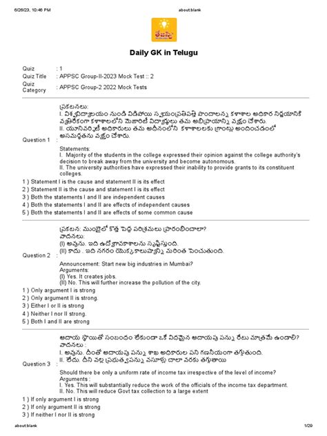 Appsc Group 2 Model Paper 2 Pdf