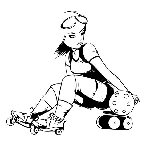 Premium Vector Beautiful Girl Rollerblading In Cartoon Style
