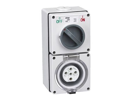 5 Pin 20a 500v Round Pin Switched Socket Combination