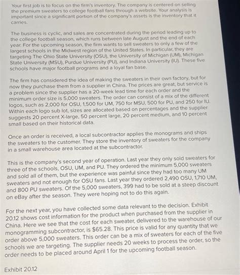 Analytics Exercise Algo Big Sweaters Com Is A Chegg Com