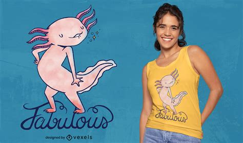 Plantilla PSD Editable De Fabuloso Diseño De Camiseta Psd Axolotl