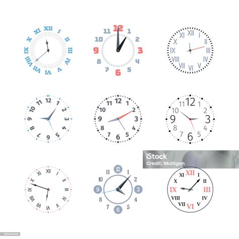시계 시간 설정입니다 둥근 모양 벽과 손 크로노미터의 로마와 아라비아 숫자로 다이얼 시계 손 숫자 컬러 디자인의 스톱워치의