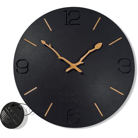 Drewniany Zegar Ścienny Branch 30Cm Czarny FLEXISTYLE Sklep EMPIK