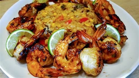 Thai Chili Lemongrass Grilled Shrimp W Sweet Basil Lime Fried Rice