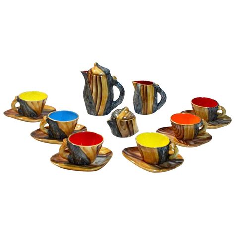 Mid Century Modern Faux Bois Tea Set Vallauris France For Sale At 1stdibs
