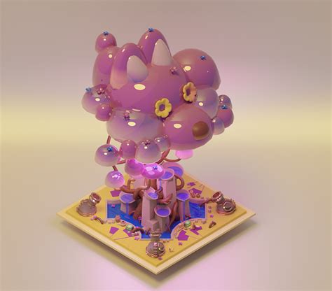 Blender原创习作阿狸的蘑菇树hiitoojoo 站酷zcool