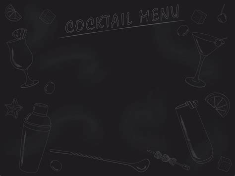 Cocktails Menu With Beverage Contours And Copy Space Drawn On