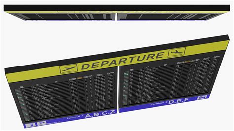 Conseil des départs de l aéroport modèle 3D 39 3ds blend c4d fbx