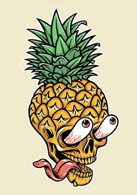 Premium Vector Cool Pineapple Skull Illustration