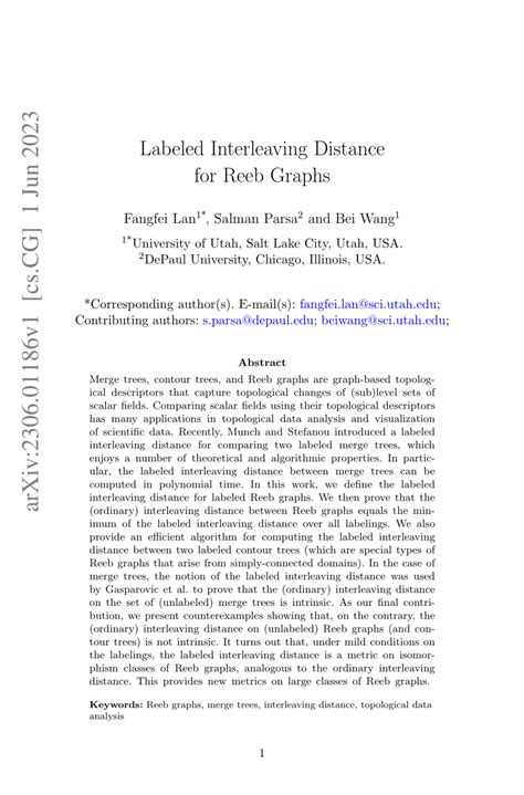 Pdf Labeled Interleaving Distance For Reeb Graphs