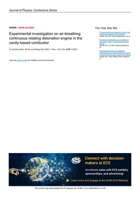Pdf Experimental Investigation On Air Breathing Continuous Rotating Detonation Engine In The
