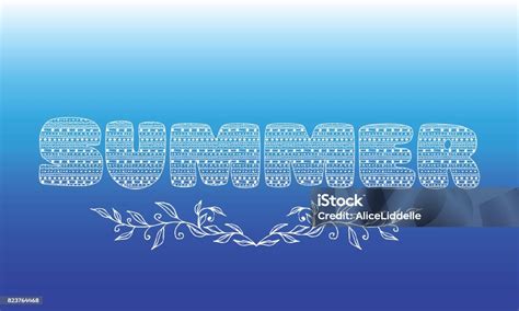 그라데이션 블루 바탕에 장식 낙서 텍스트와 여름 포스트 카드 디자인 로고 또는 상표 서 면된 형식 그림을 손 개념에 대한 스톡 벡터 아트 및 기타 이미지 Istock