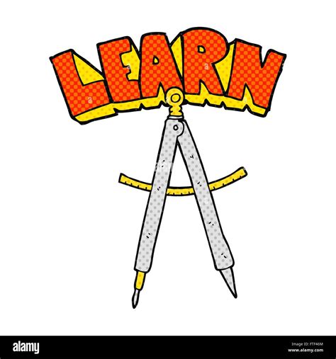 Freehand Drawn Comic Book Style Cartoon Maths Compass Stock Vector