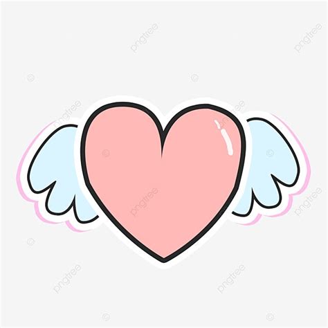 손으로 그린 날개 사랑의 마음 하트 일러스트 사랑 손하트 만화 Png 일러스트 및 Psd 이미지 무료 다운로드 Pngtree