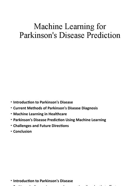 Machine Learning For Parkinsons Disease Prediction Pdf Machine