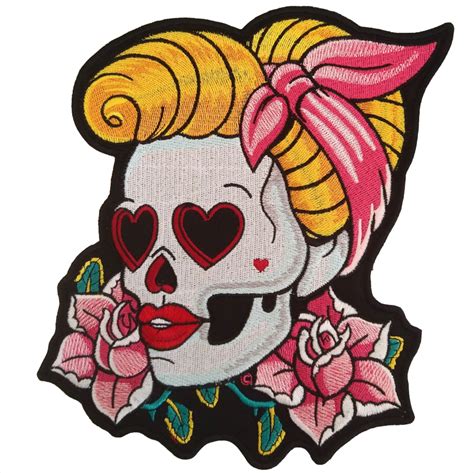 Rockabilly Gal Iron On Back Patch Atomic Cherry