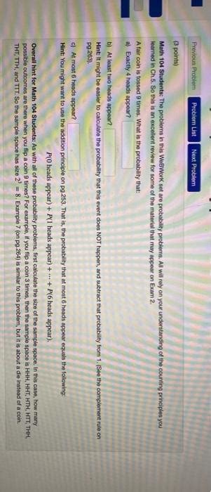 Solved Previoun Problem Probiern List Next Problem Points