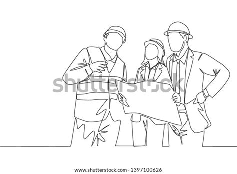 Single Continuous Line Drawing Young Architect Stock Vector Royalty Free 1397100626