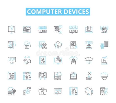 Computer Devices Linear Icons Set Processor Motherboard Graphics Display Keyboard Mouse