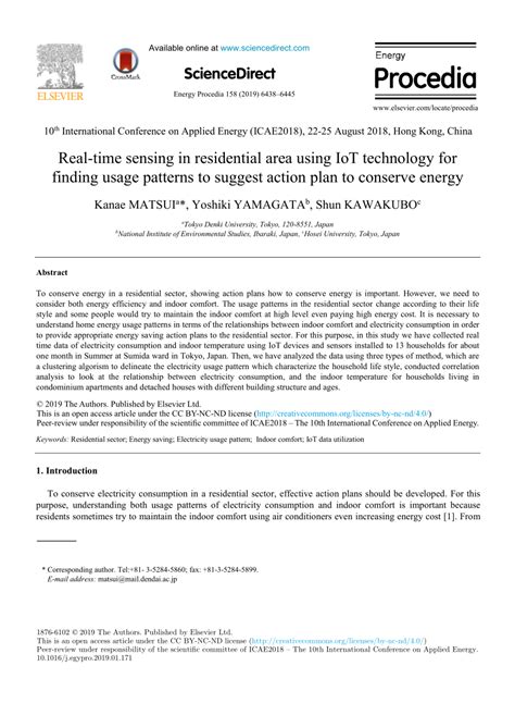 PDF Real Time Sensing In Residential Area Using IoT Technology For Finding Usage Patterns To